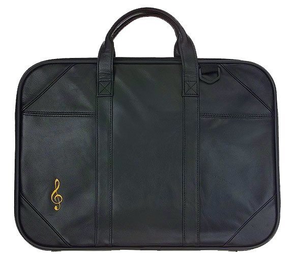 Black Leather Briefcase with Embroidered G-Clef – Strum Hollow Music
